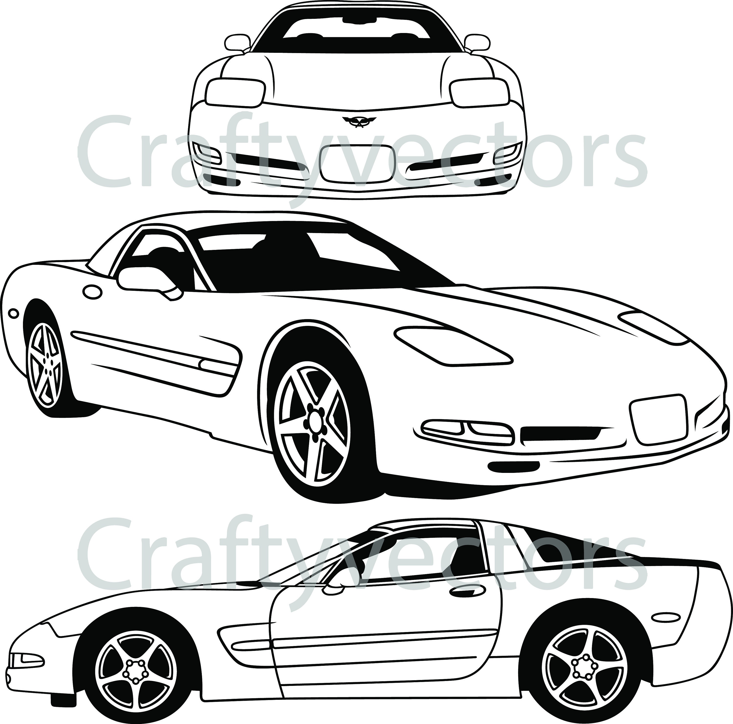 Corvette C5 Hardtop Vector File - Etsy Australia