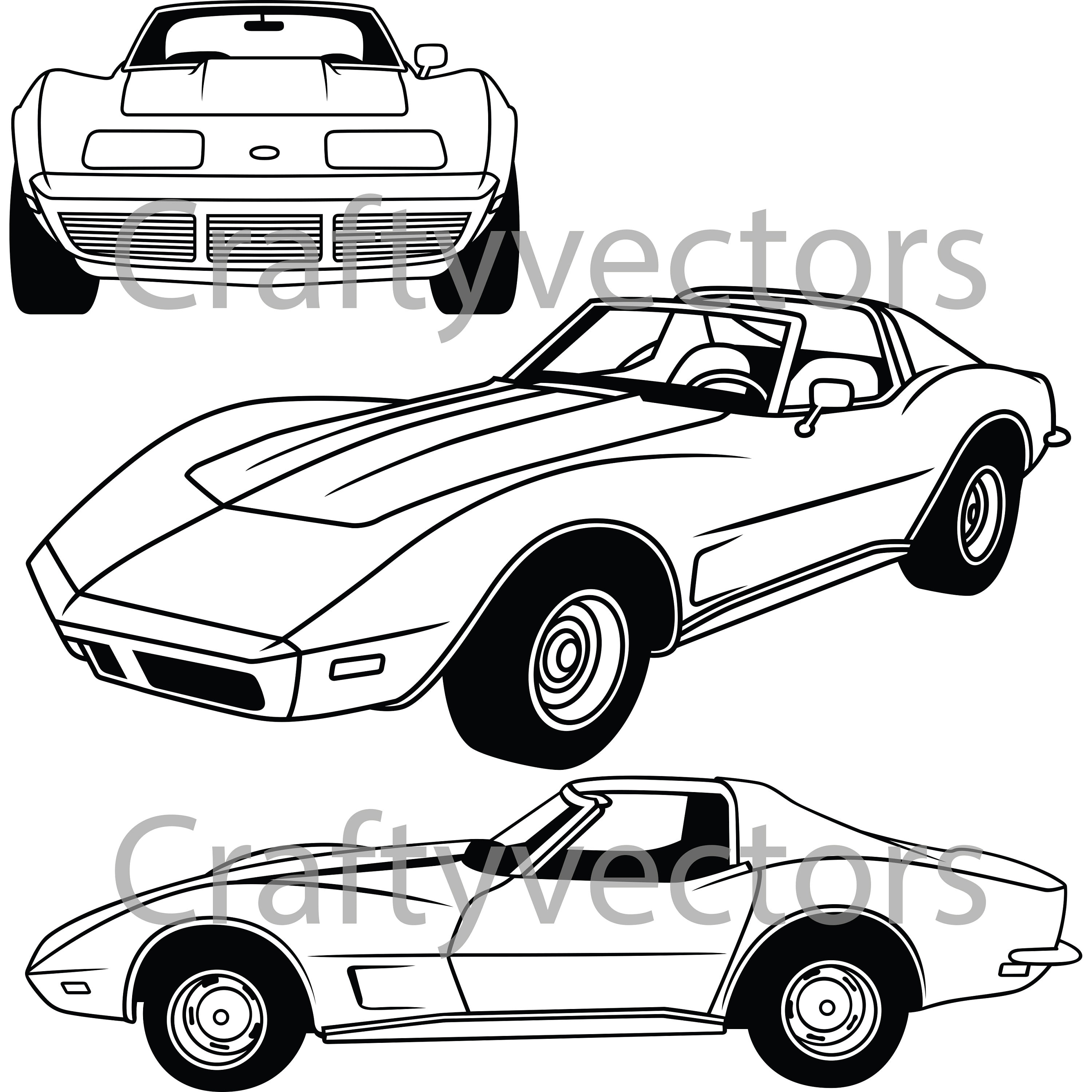 Corvette 1971 C3 Convertible Vector File | Etsy