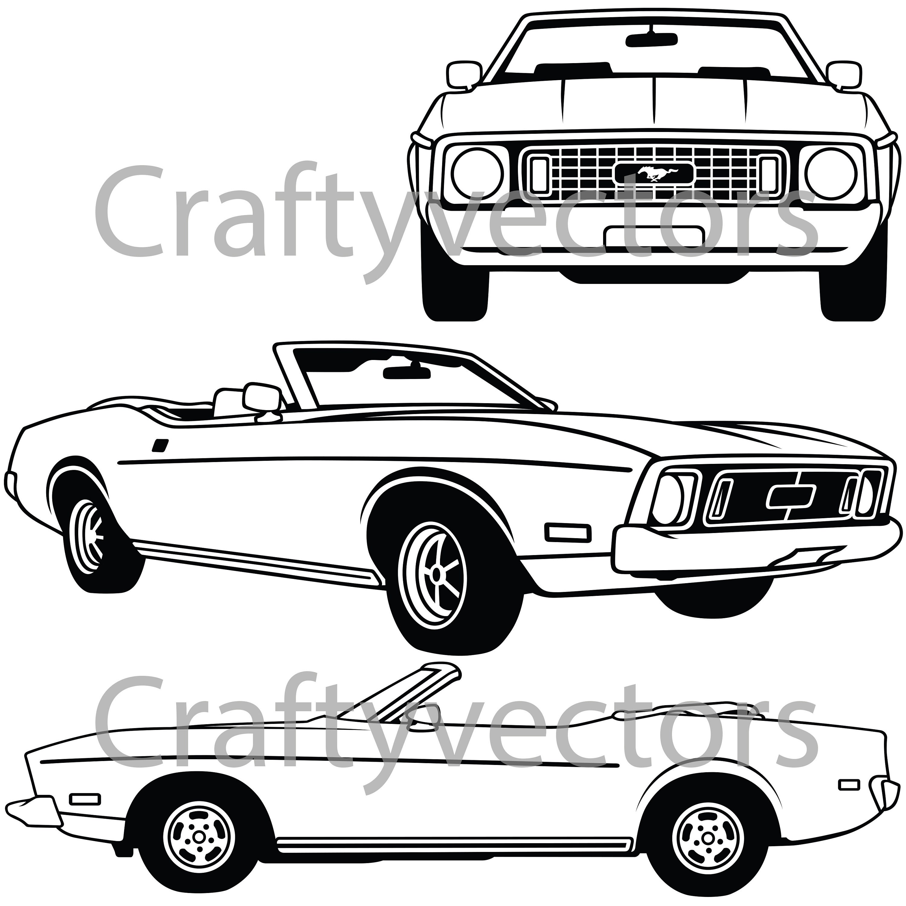 Ford Mustang 1973 Convertible Vector File. - Etsy