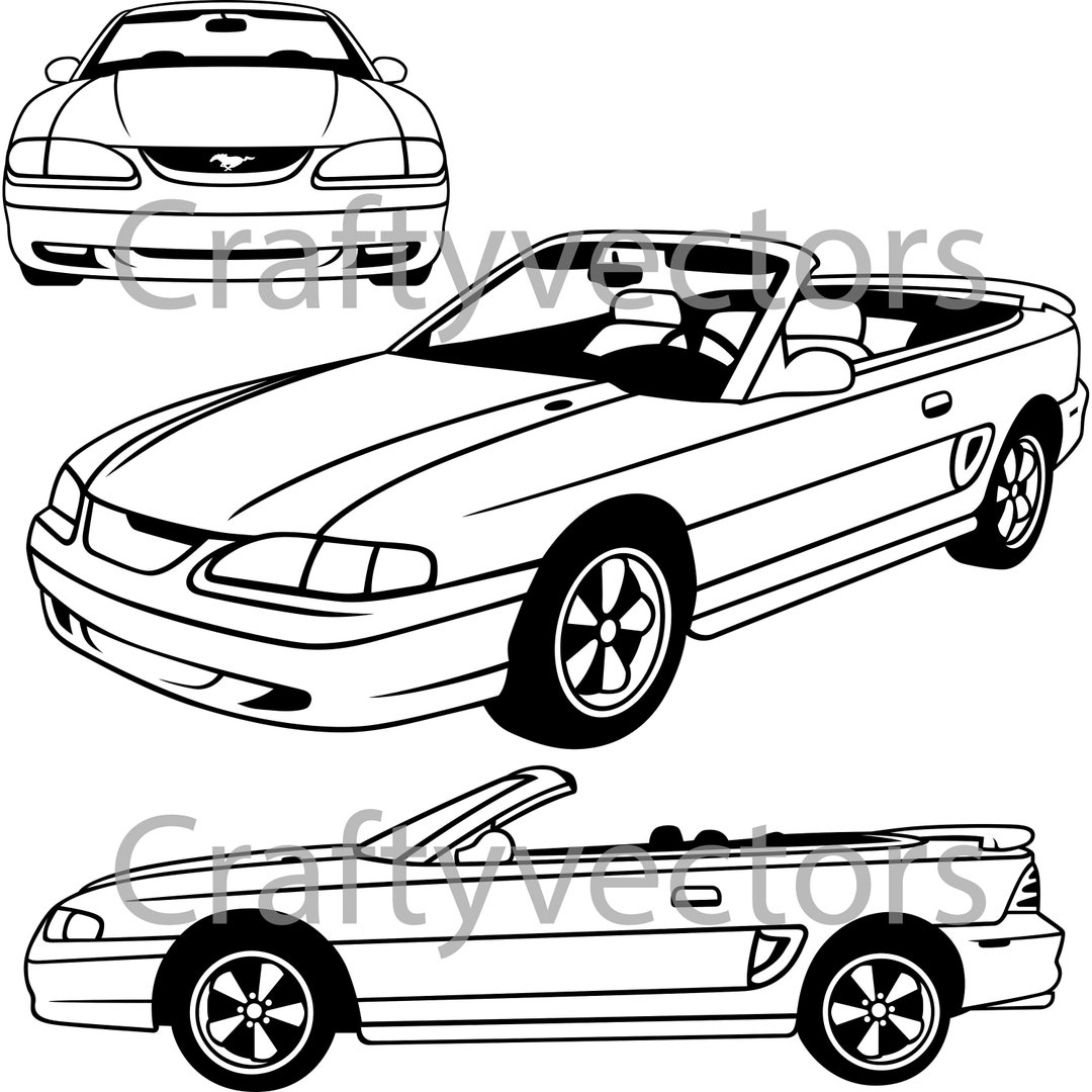 Ford Mustang 1994 GT Convertible Vector File - Etsy