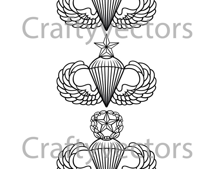 US Army Jump Wings Digital Vector Files SVG, Ai, Pdf, Eps, Dxf, Png - Etsy