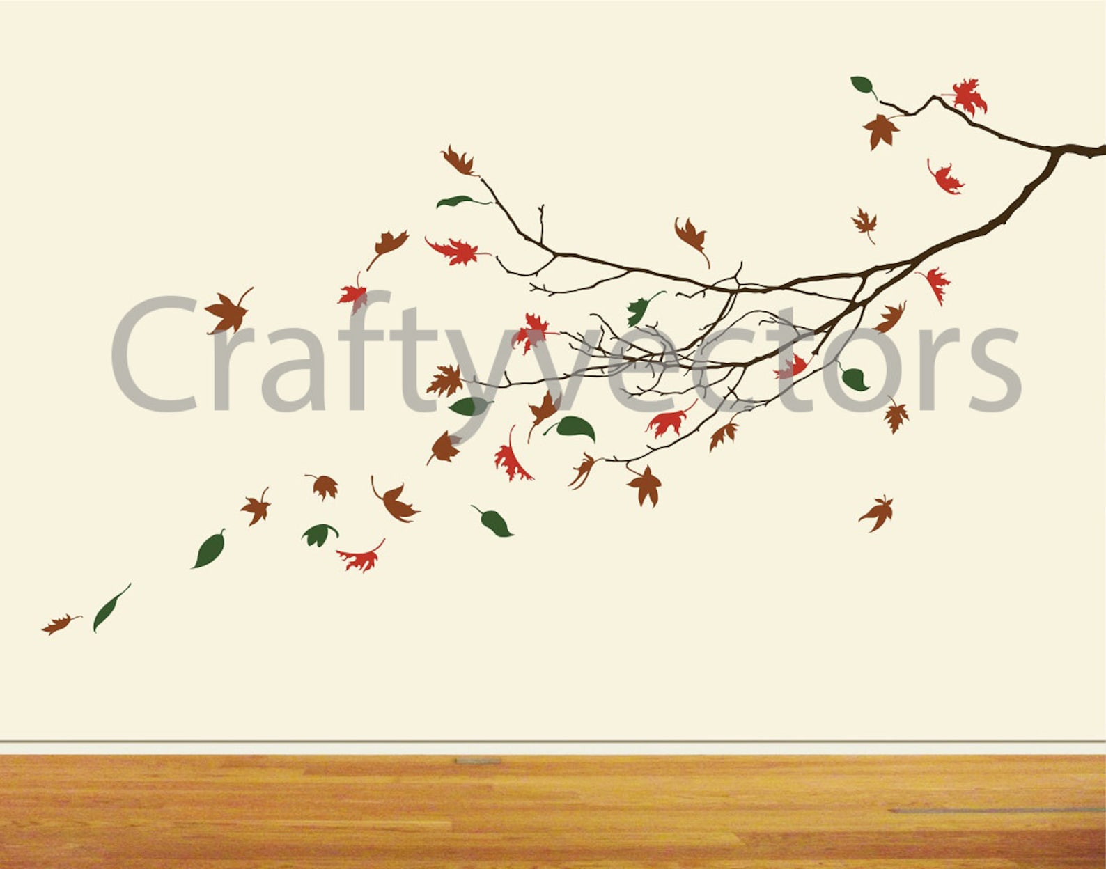 Bare Branch and Falling Leaves SVG Cut File | Etsy