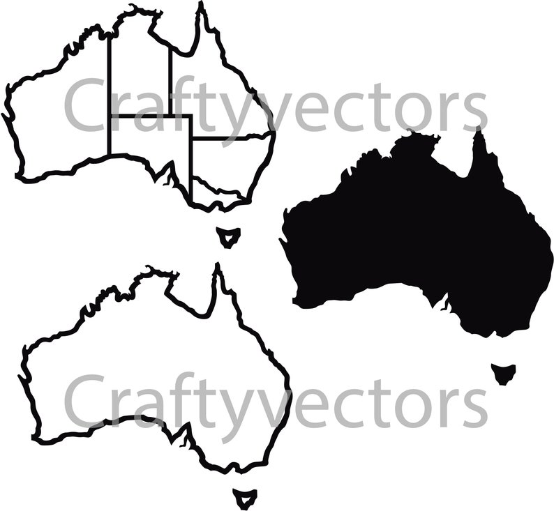 Australia Map Vector File SVG - Etsy