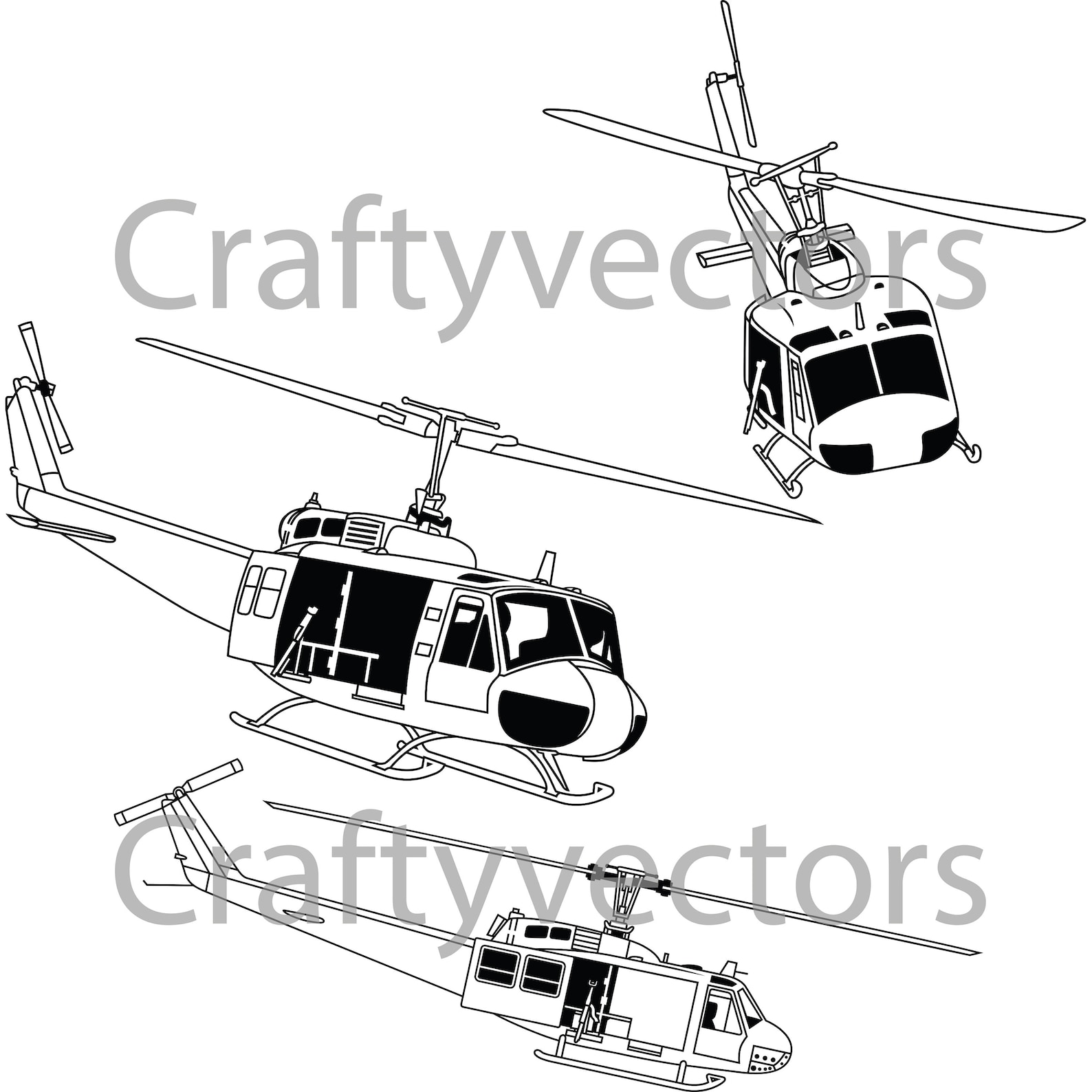 Bell Huey Gunship Helicopter Vector File SVG | Etsy