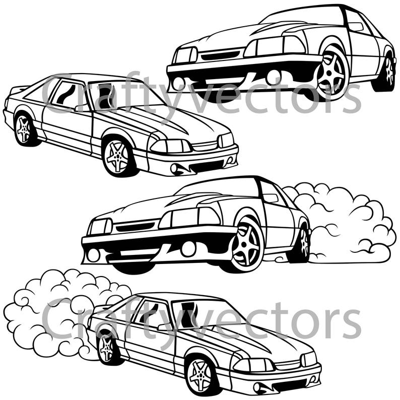 Ford Mustang Fox Body Vector SVG Cut File - Etsy