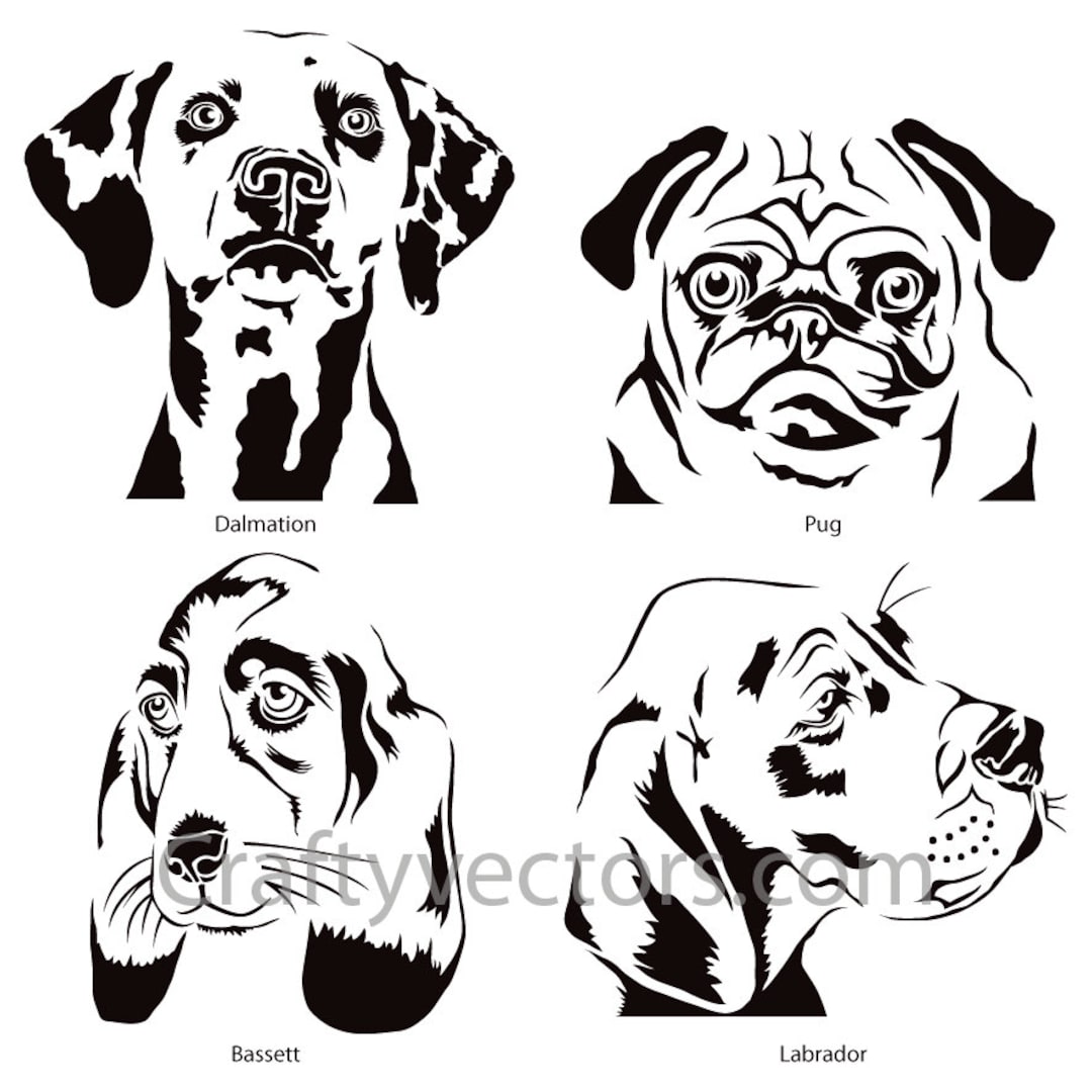 Dog Portraits Vector File SVG - Etsy UK