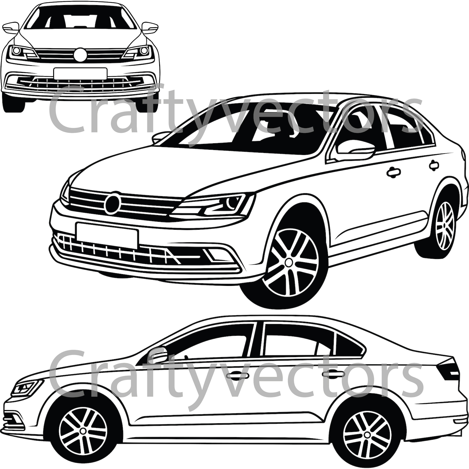 VW Jetta 2015 Facelift Vector - Etsy