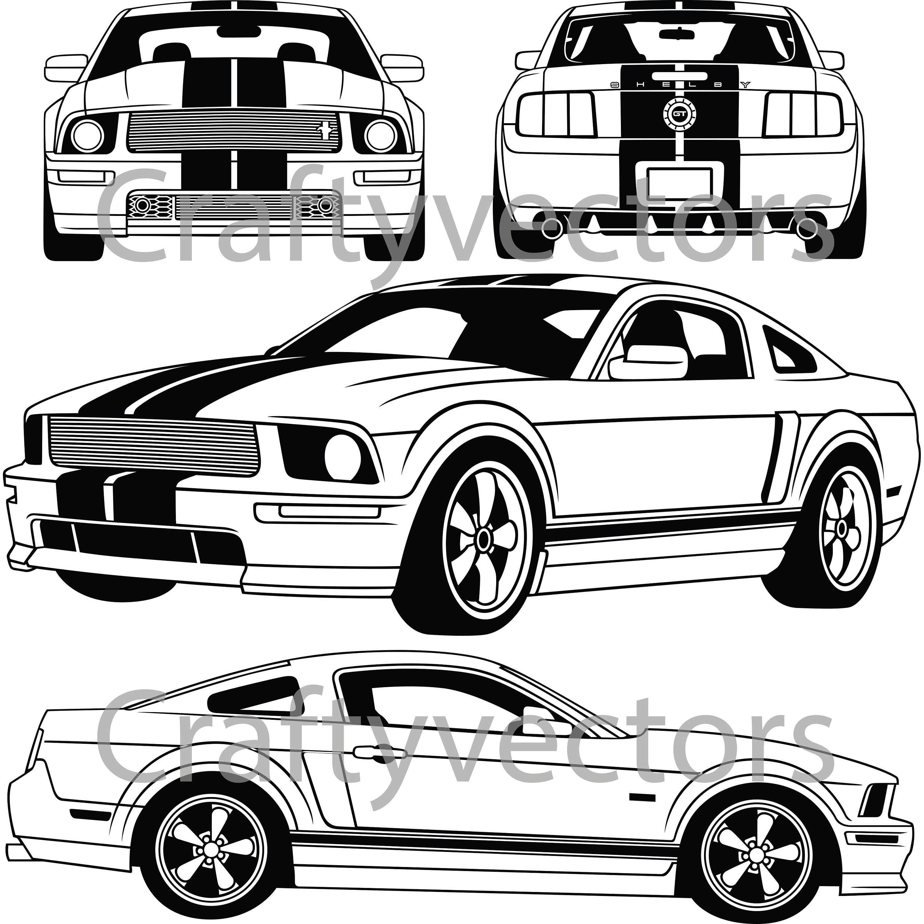 Ford Shelby Mustang GT 2007 vector SVG cut file | Etsy
