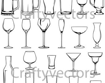 Glassware Silhouettes Vector File SVG | Etsy