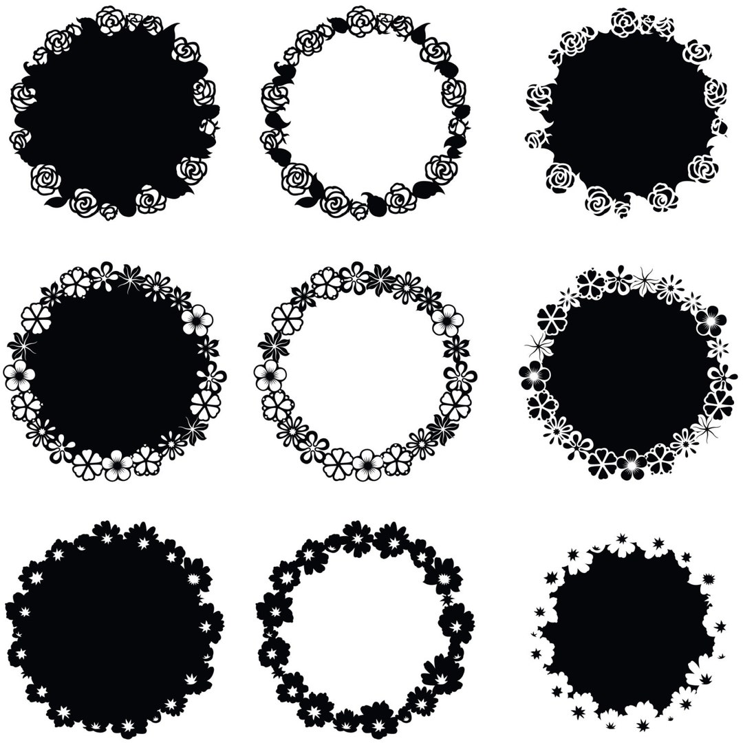 Flower Border Monogram Set 2 SVG - Etsy