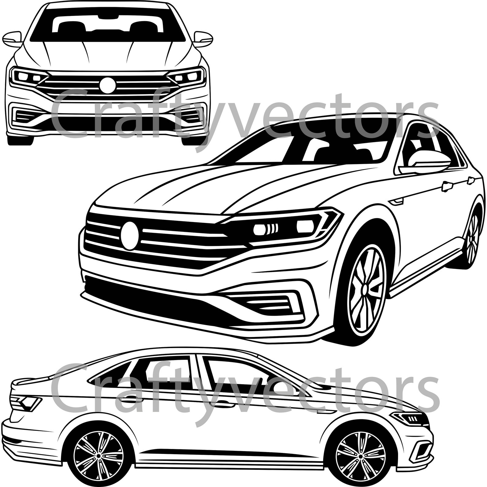 VW Jetta GLI 2019 Vector | Etsy