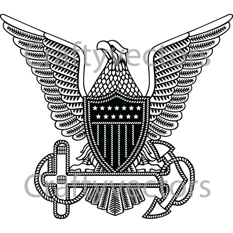 Coast Guard Officer Badge Vector File Etsy