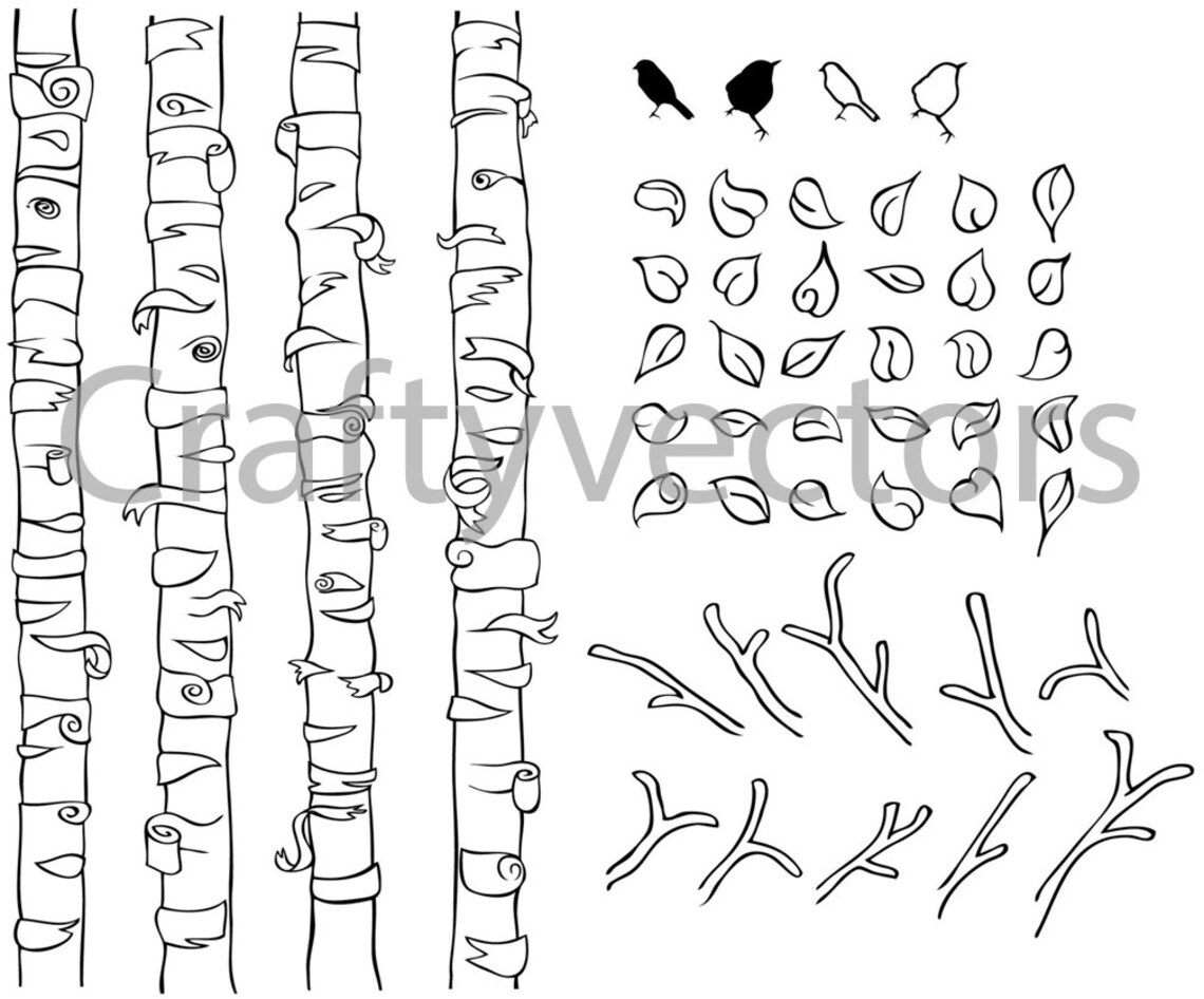Birch Trees Vector File for Home Wall Decals - Etsy