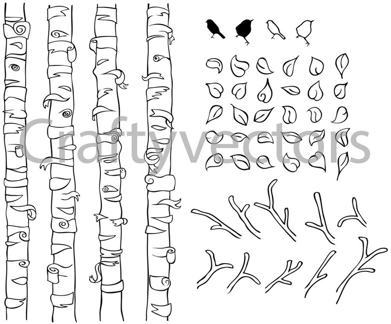 Birch Trees Vector File for Home Wall Decals - Etsy