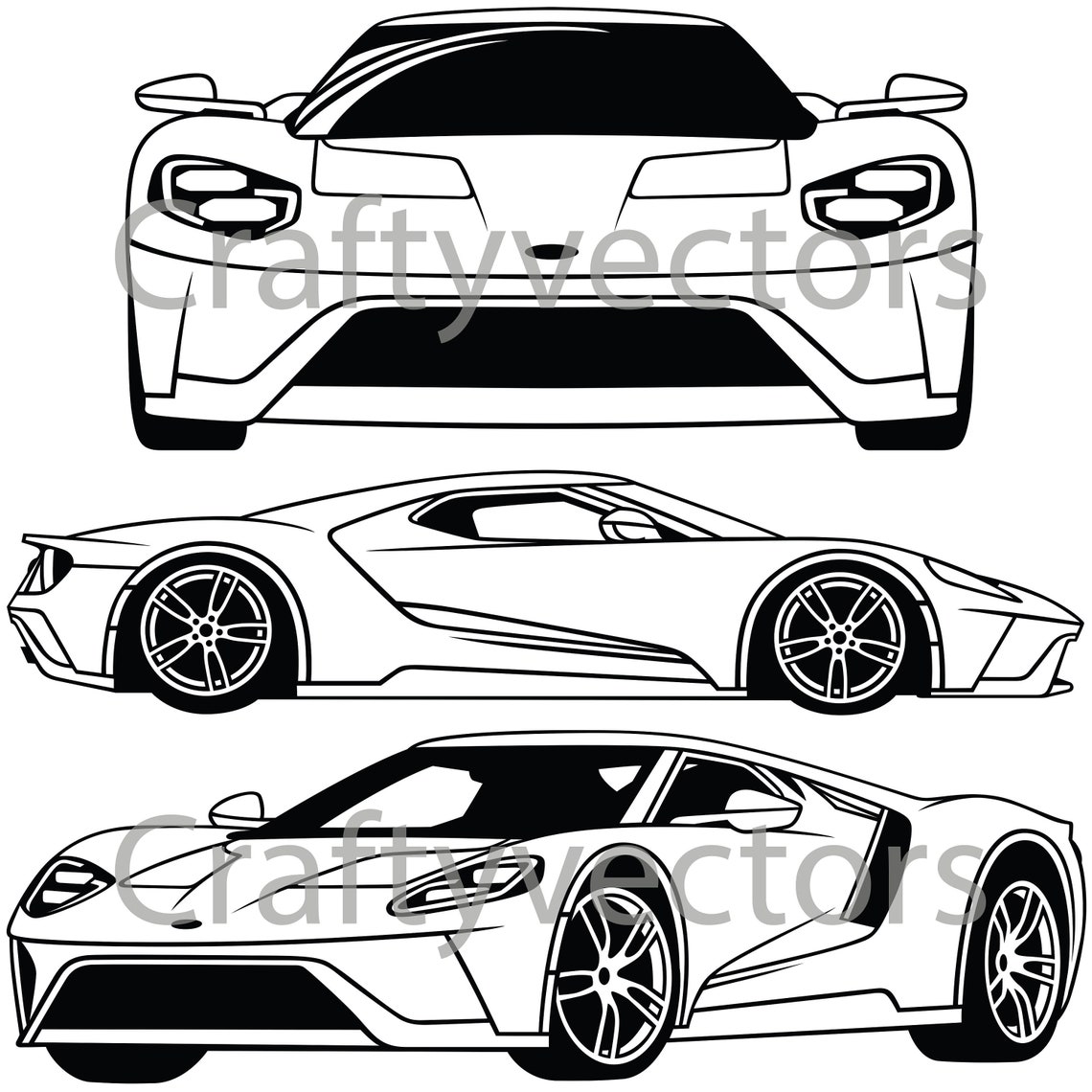 Ford GT 2017 2019 Vector File | Etsy