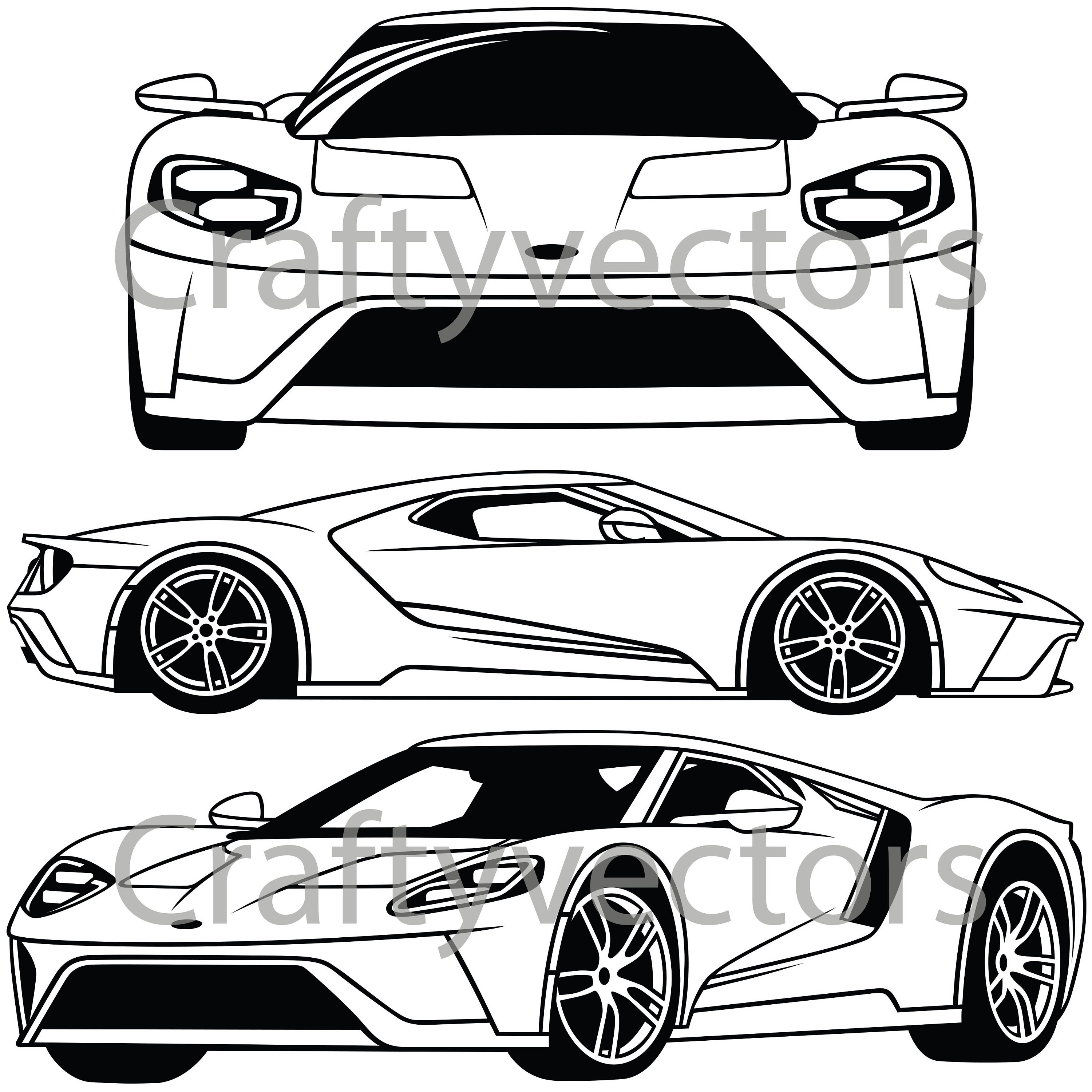 Ford GT 2017 2019 Vector File | Etsy