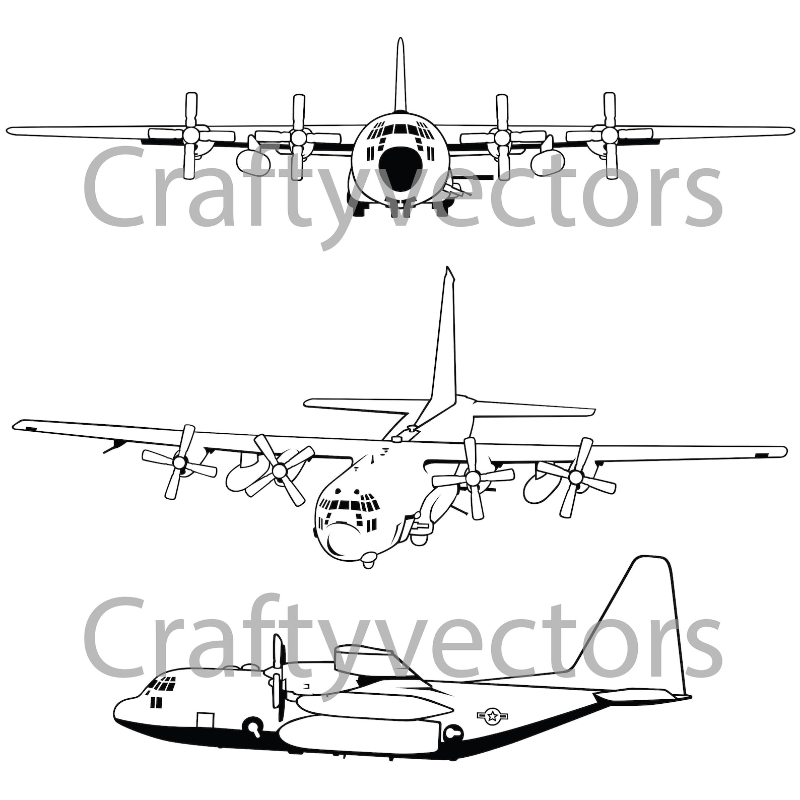 Lockheed AC 130 Gunship Vector File SVG - Etsy UK