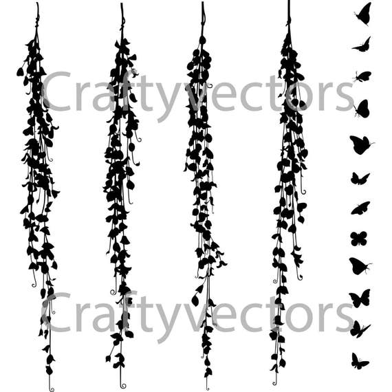 Falling Vines and Butterflies Vector File | Etsy