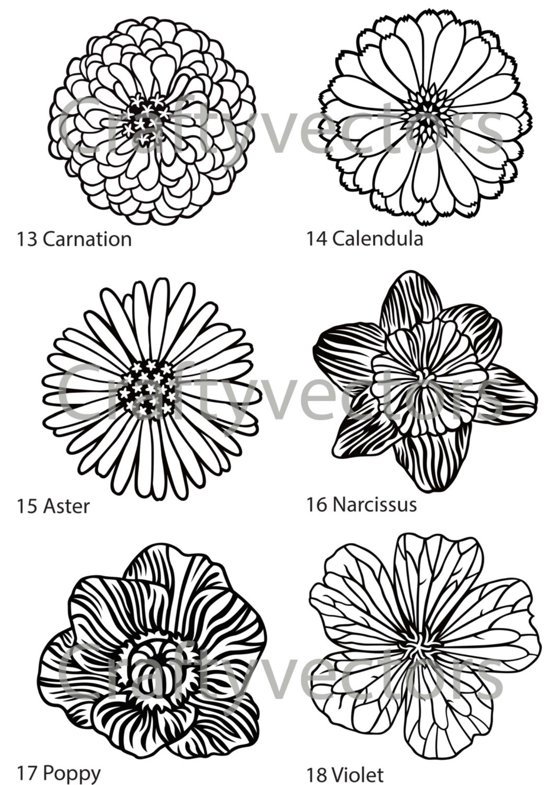 Flower Vector Designs 3 SVG | Etsy