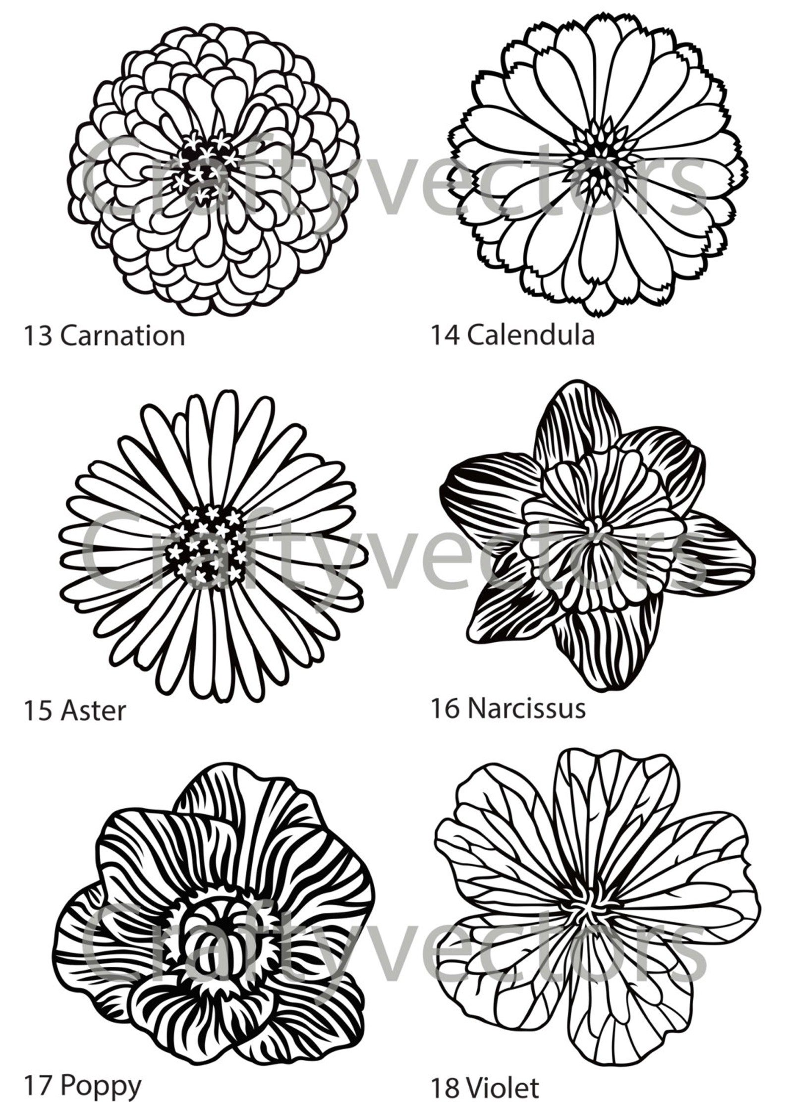 Flower Vector Designs 3 SVG - Etsy