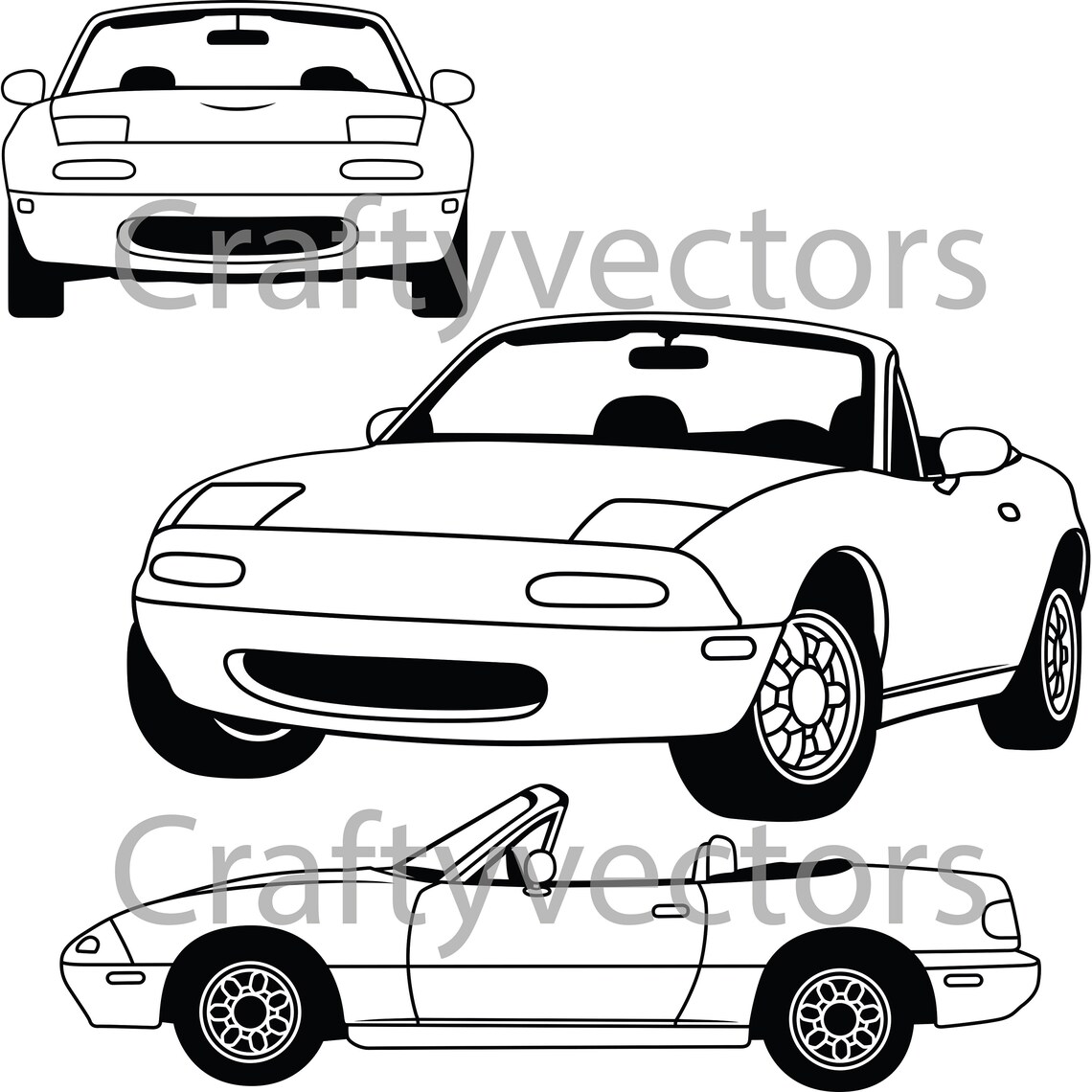 Mazda MX-5 Miata Vector File | Etsy