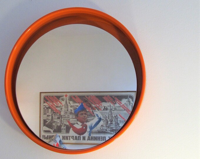 Vintage Bright Orange Middle Size Round Mirror From the 70s - Etsy
