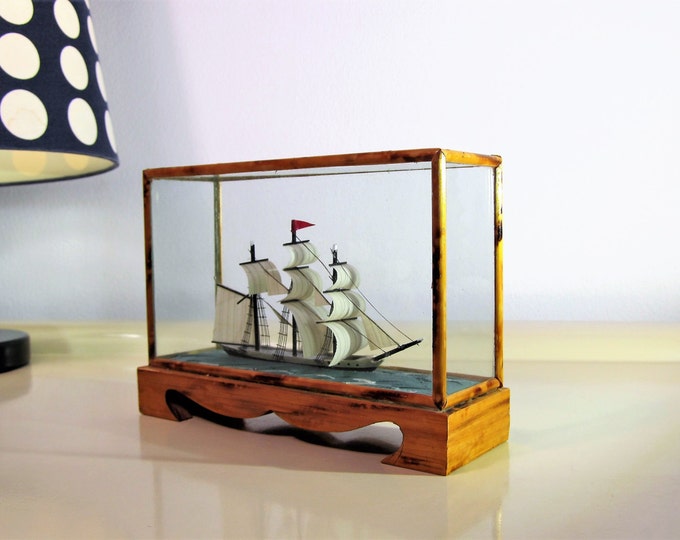 Vintage Ship Model in a Box Made of Bamboo Middle Size Ship - Etsy