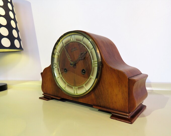 Vintage JUBA Wooden Mantel Clock, Mechanical Chimney Clock, Desk ...