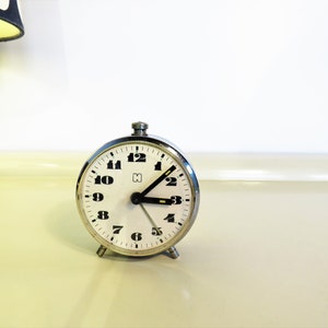 Vintage Alarm Clock Blue Color Metal Clock Small Clock Home Decor 70s ...