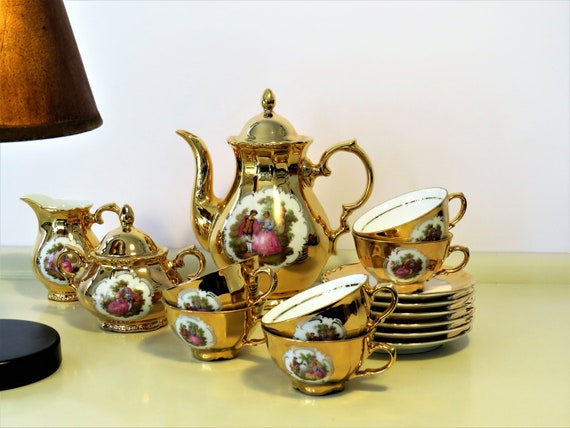 Vintage Complete FRAGONARD Coffee Set 24K Gold Carat Plated | Etsy
