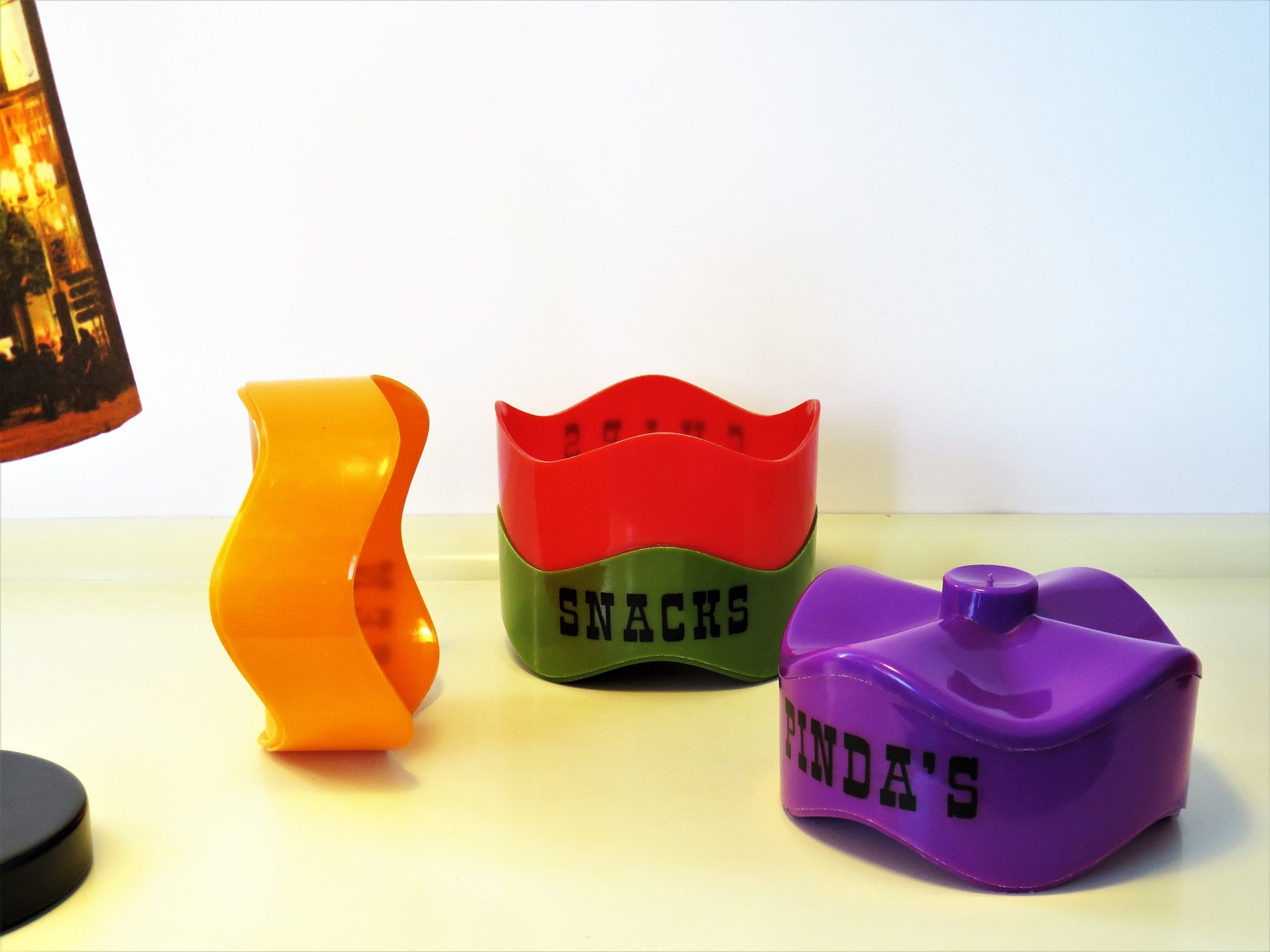 Vintage Snack Server Set Colorful Plastic Appetizer Trays - Etsy