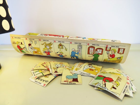 Vintage French Illustrated Uncut Sheet of Happy Families Game | Etsy