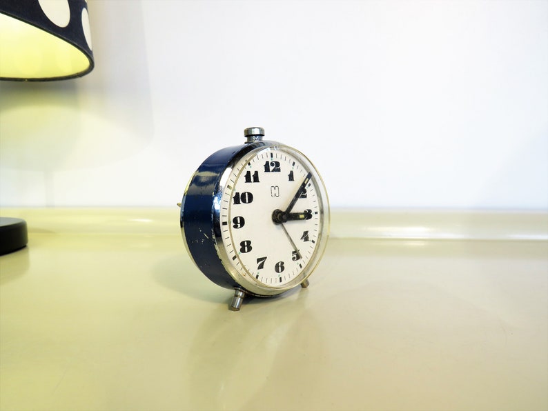 Vintage Alarm Clock Blue Color Metal Clock Small Clock Home - Etsy