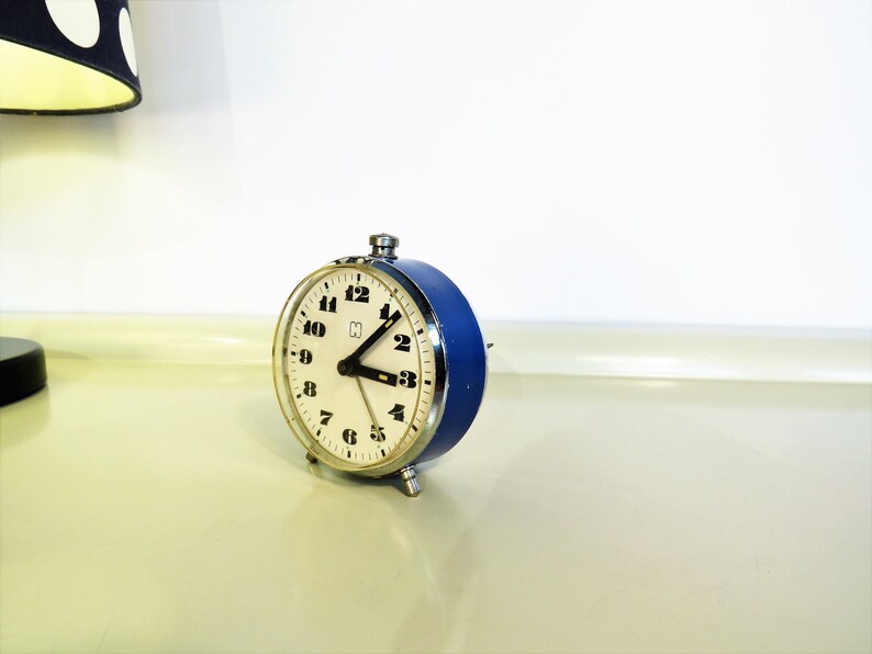 Vintage Alarm Clock Blue Color Metal Clock Small Clock Home - Etsy