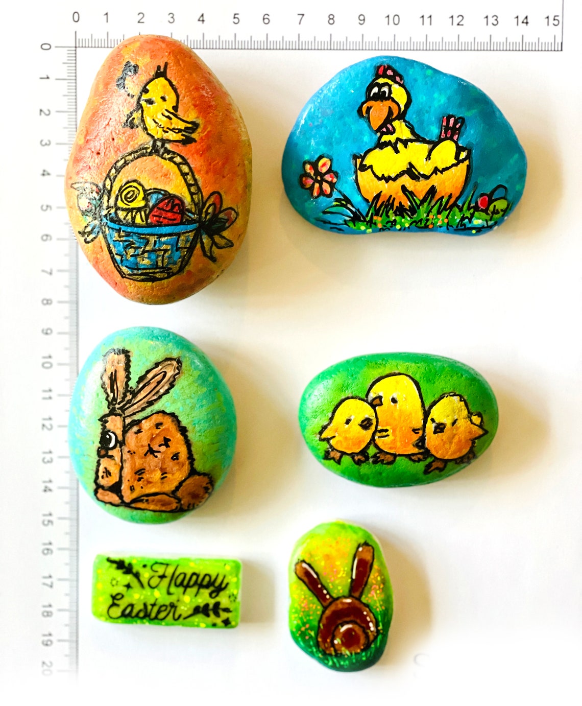 Unique Gift Painted Stones Set of 6 Easter Stones Lucky Stone Painted ...