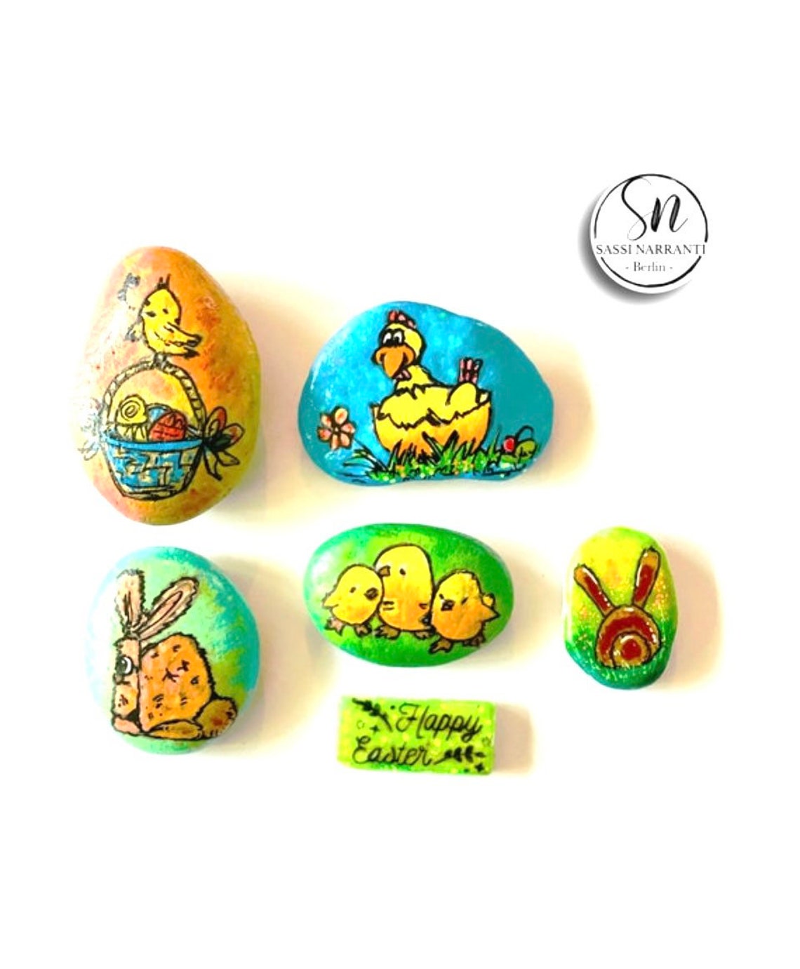 Unique Gift Painted Stones Set of 6 Easter Stones Lucky Stone Painted ...