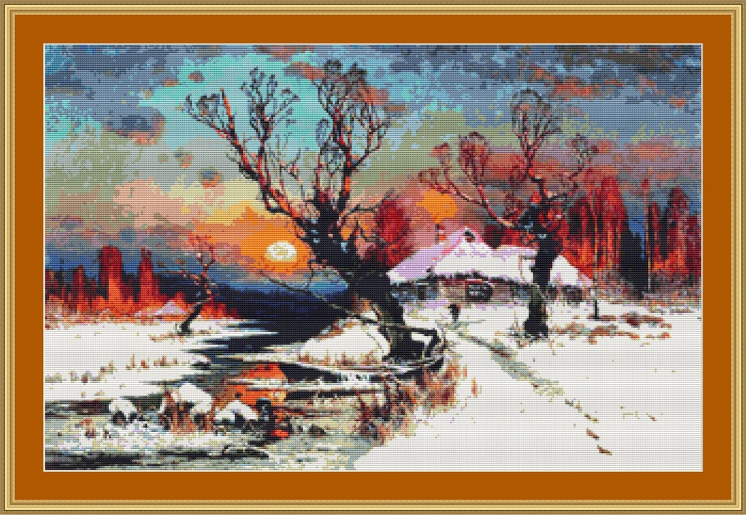 Sunrise in Winter Cross Stitch Pattern - Etsy