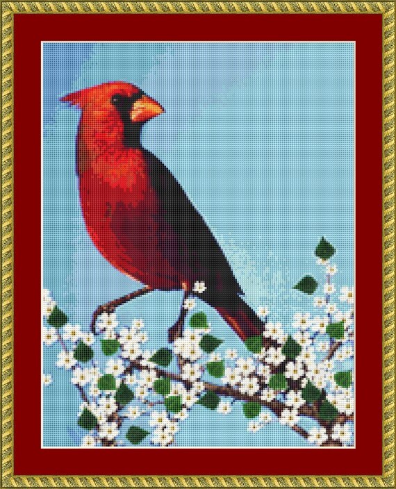 Items similar to Red Cardinal Cross Stitch Pattern /Digital PDF Files ...