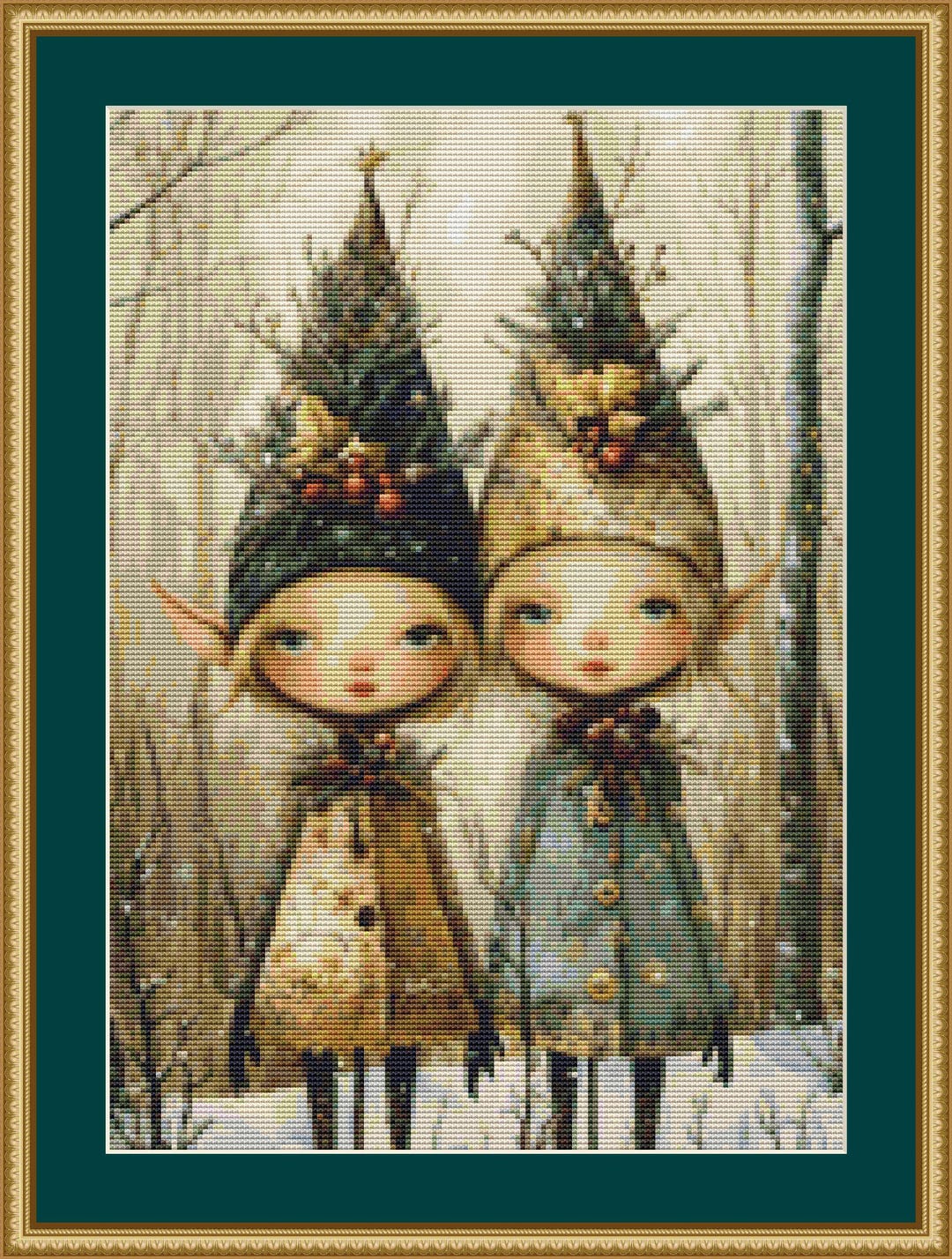 Christmas Elven Children Cross Stitch Pattern - Woodland Scene (PDF ...