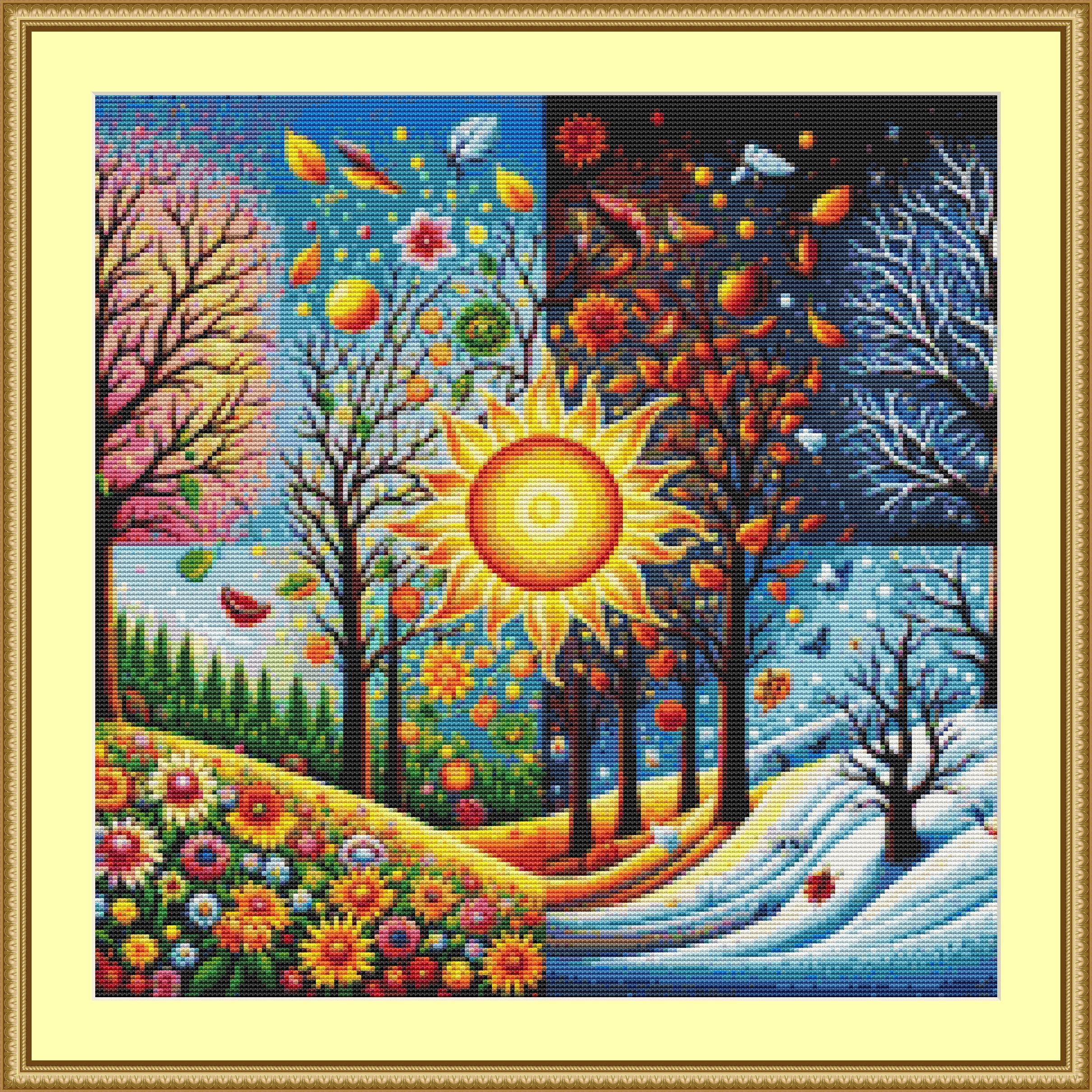 Four Seasons Cross Stitch Pattern - Etsy