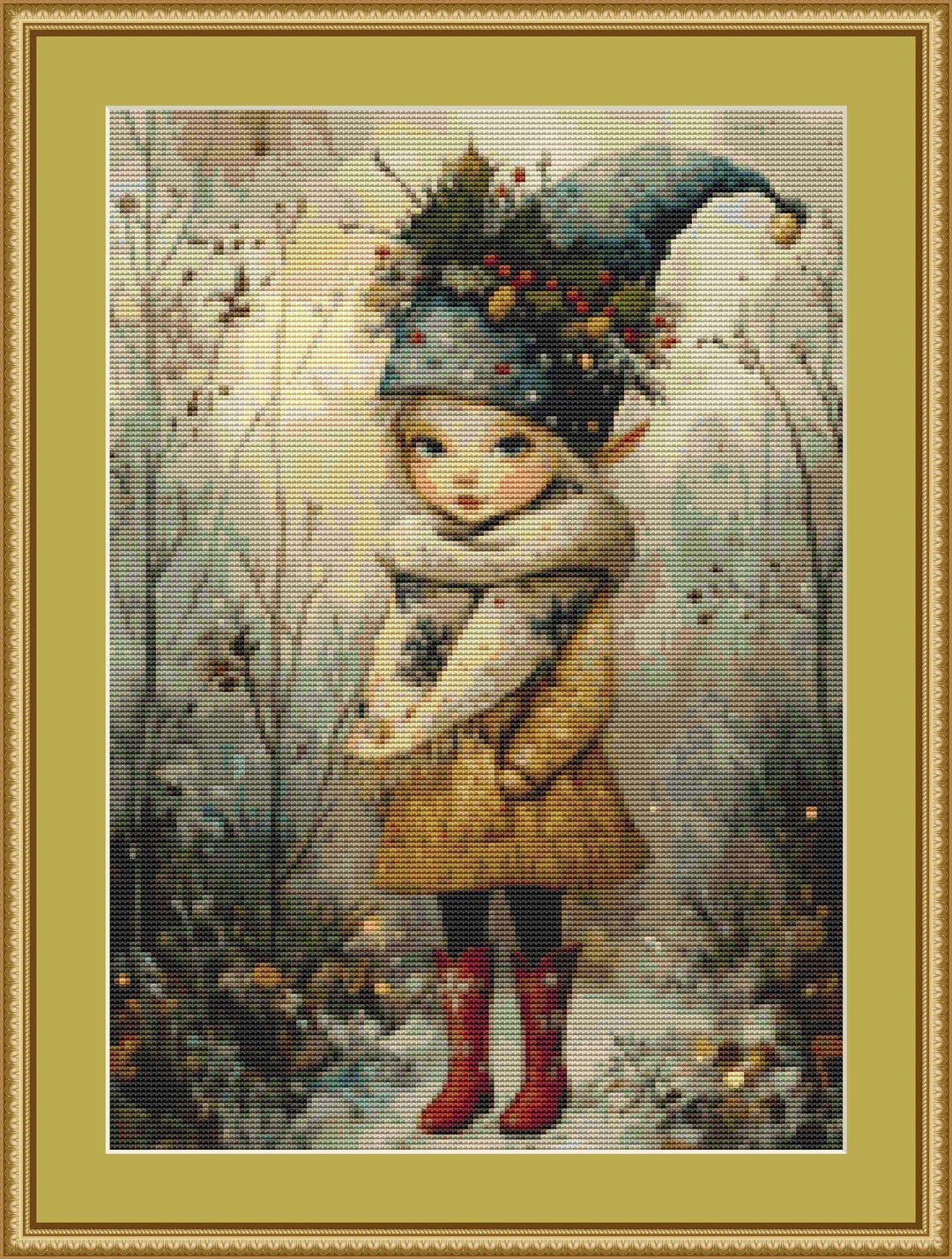 Christmas Elven Child Cross Stitch Pattern – Winter Woodland Scene (PDF ...
