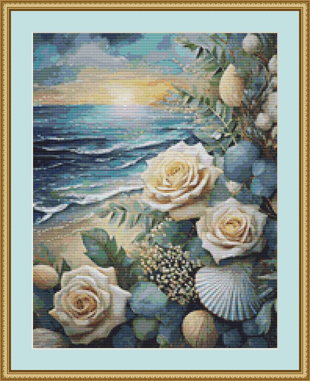 Shells and Roses Cross Stitch Pattern (PDF) - Etsy