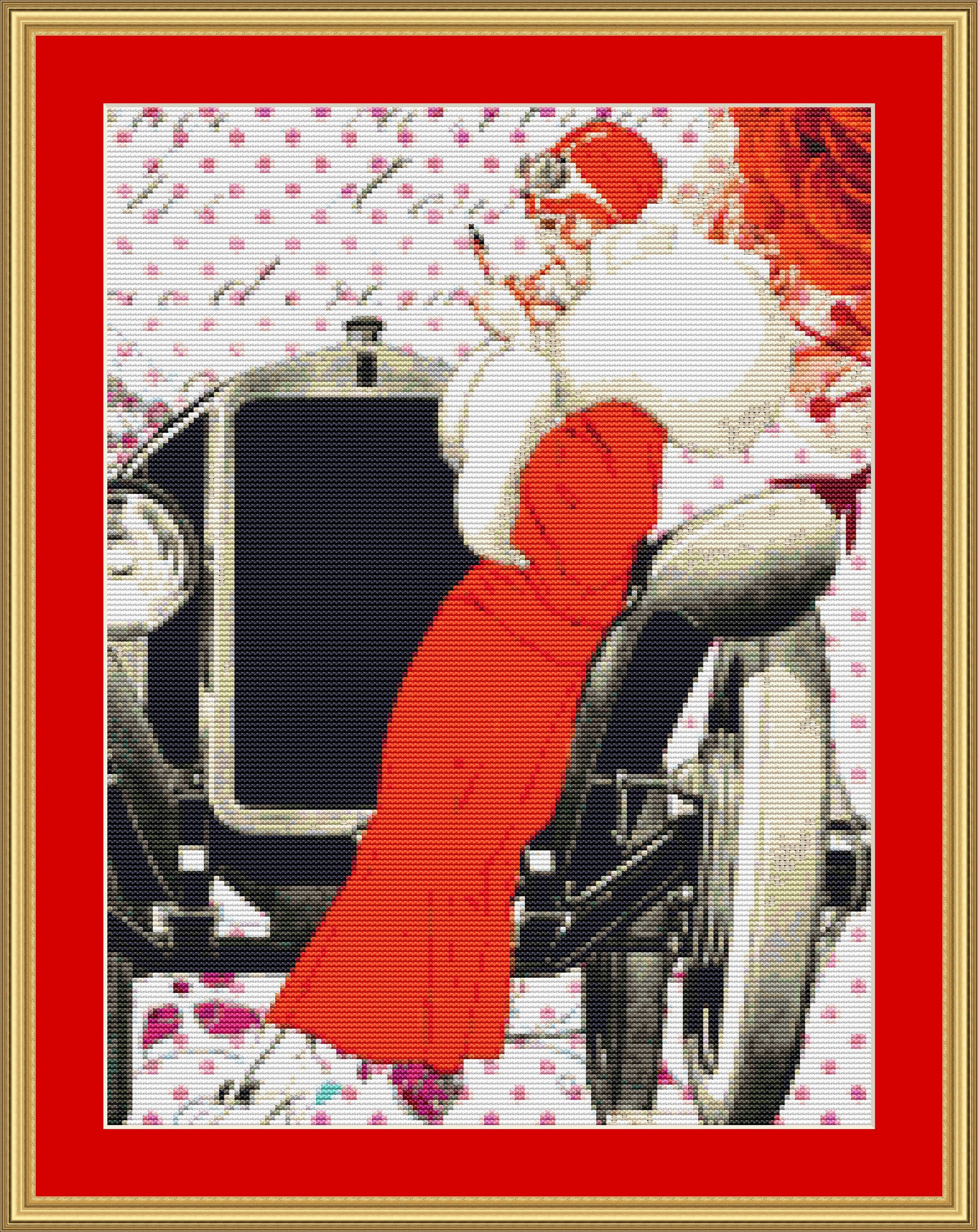 Woman in Red Cross Stitch Pattern - Etsy