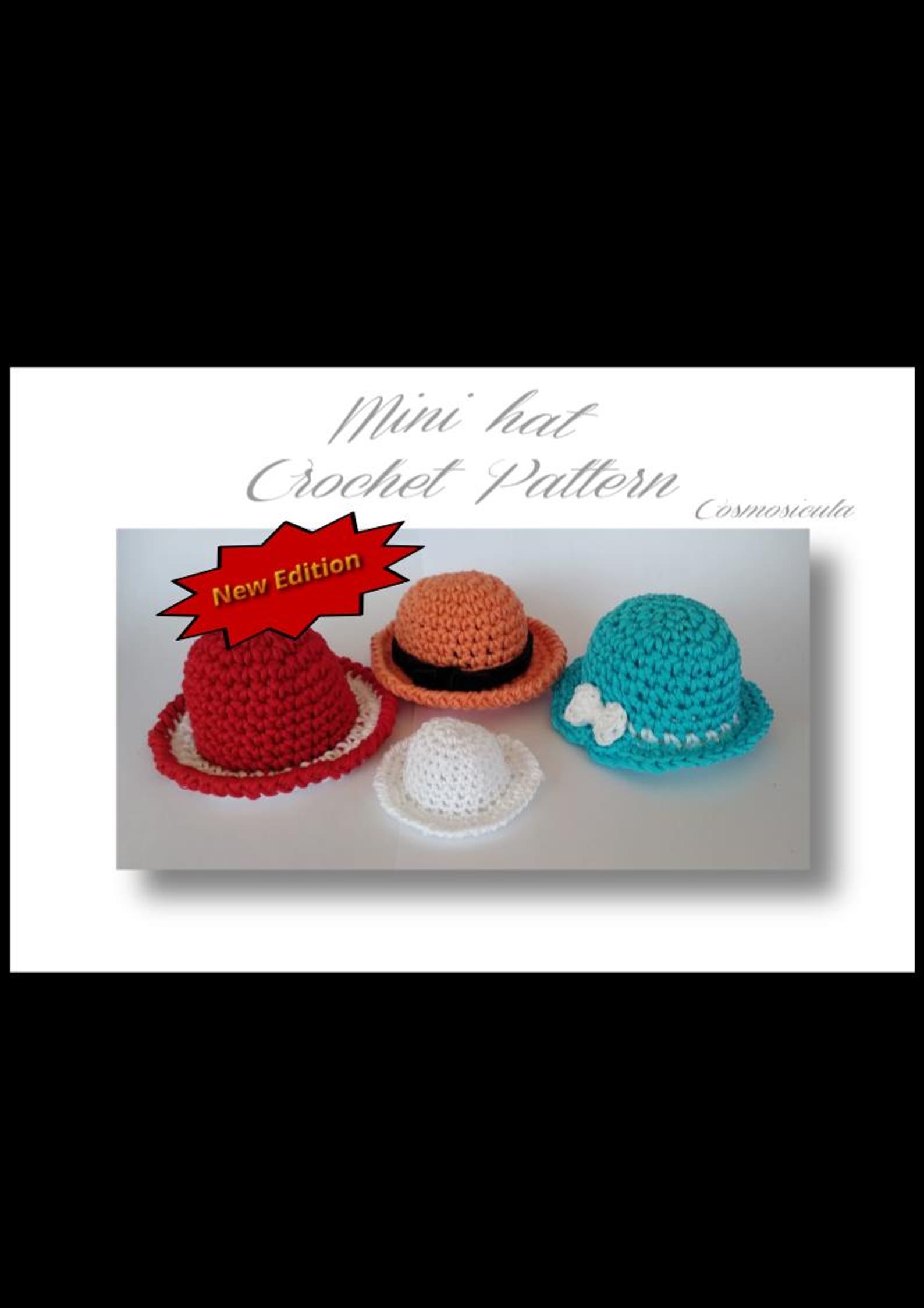 Mini Hat Crochet Pattern. for Pets, Dolls, Pin Cushion, Party Favors ...