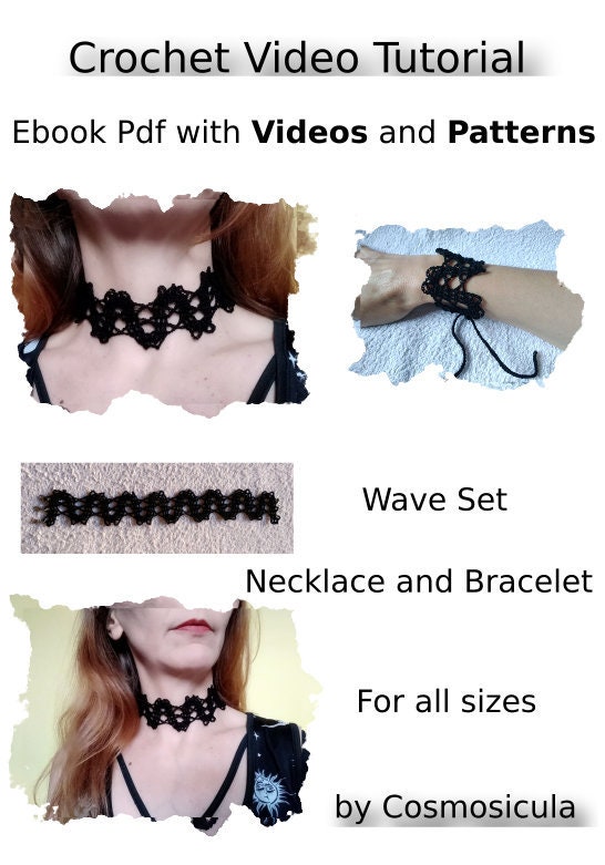 Pdf Video Crochet Pattern Wave Set: Chocker and Bracelet With Easy Step ...