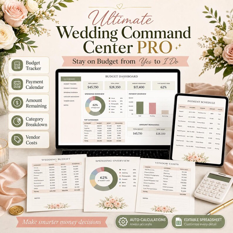 Wedding Planner Spreadsheet Excel Budget Tracker Guest List RSVP ...