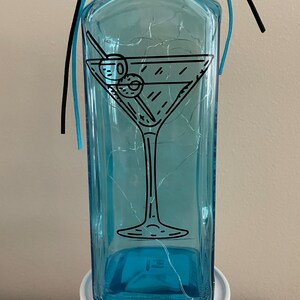 Upcycled Light Blue Gin Bottle With Fairy Lights - Etsy