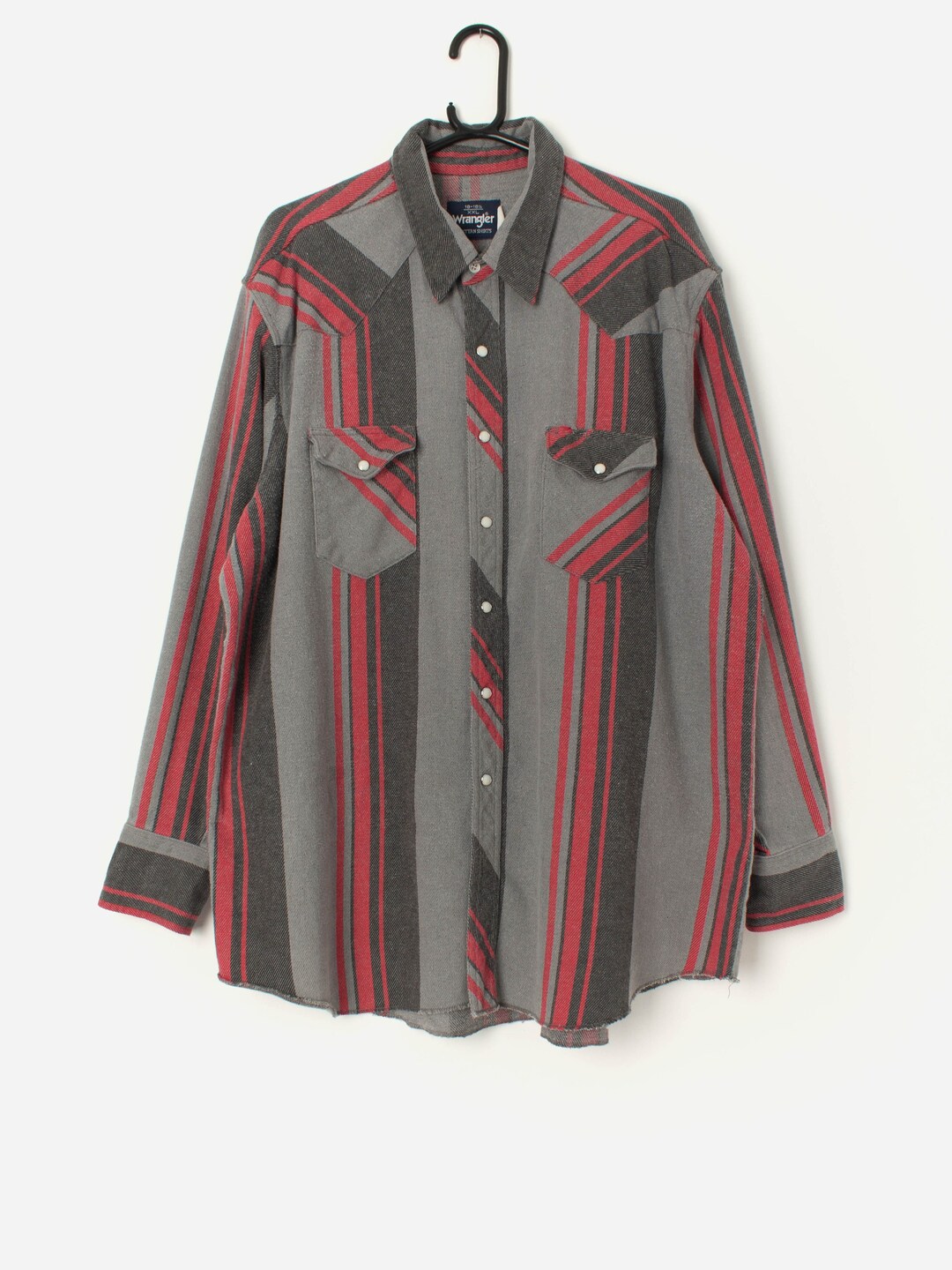 Vintage Wrangler Striped Flannel Shirt in Red and Grey XL / 2XL - Etsy