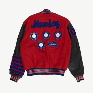 Rare American Red Varsity Jacket Volleyball Medal Patches, Munday ...