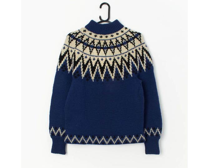 Vintage Wool Sweater With Patterned Yoke - Small - Etsy